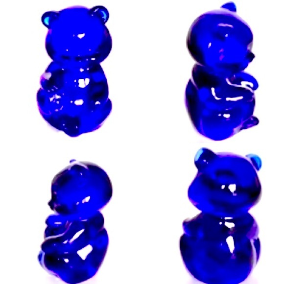 Fenton | Other | Authentic Fenton Art Glass Sitting Bear Cobalt Blue ...